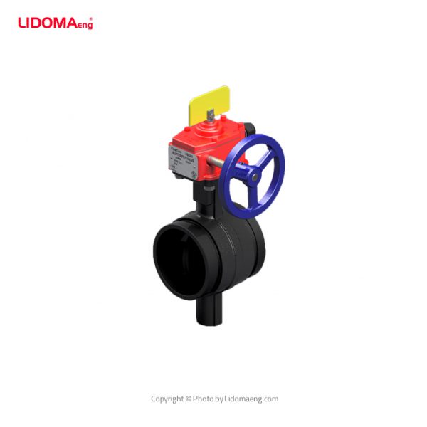 شیر پروانه ای رزوه ای آتش نشانی برند فلوکام Flowcom Grooved Butterfly Valve